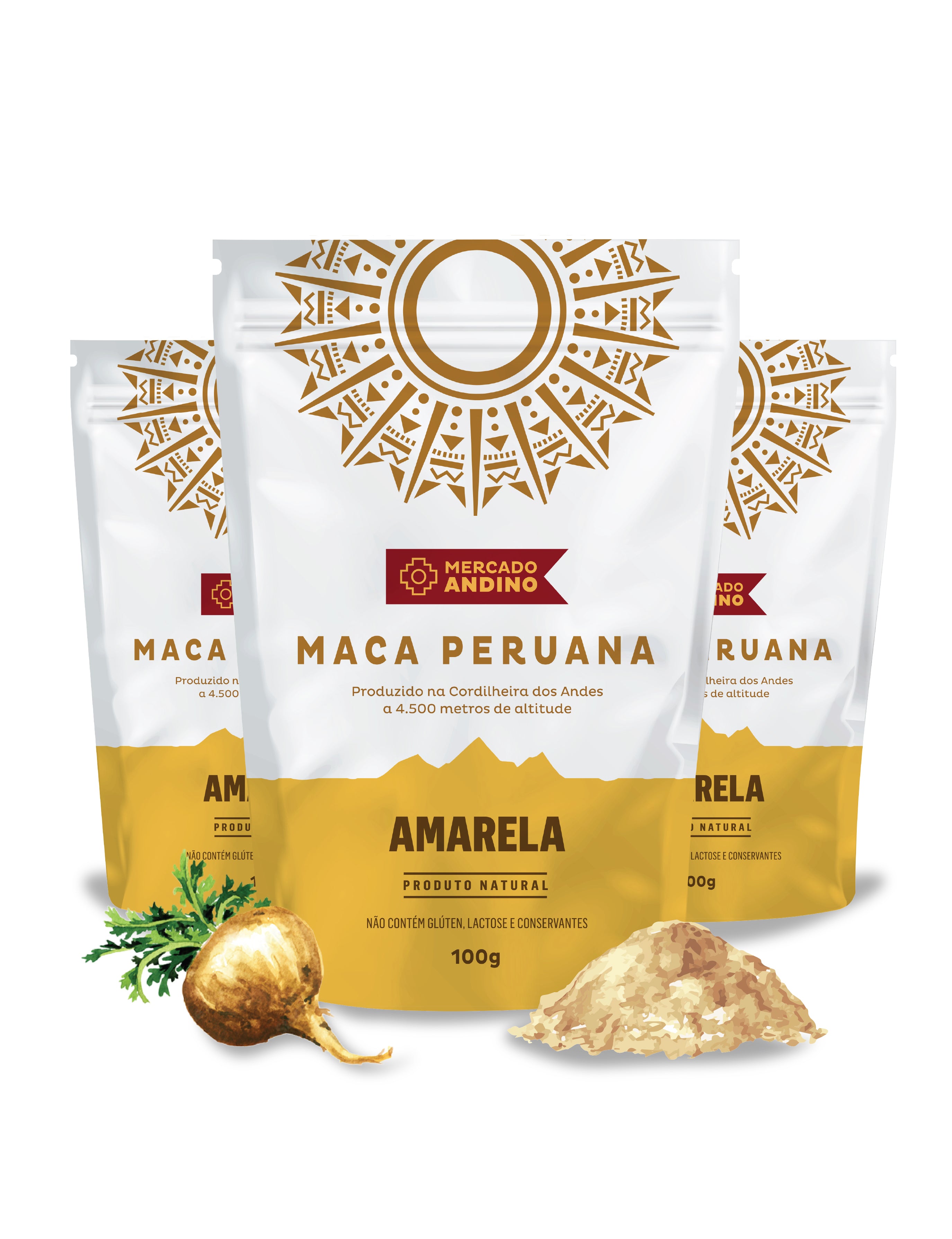 Maca Peruana Amarela 3 Pacotes de 100g – Mercado Andino