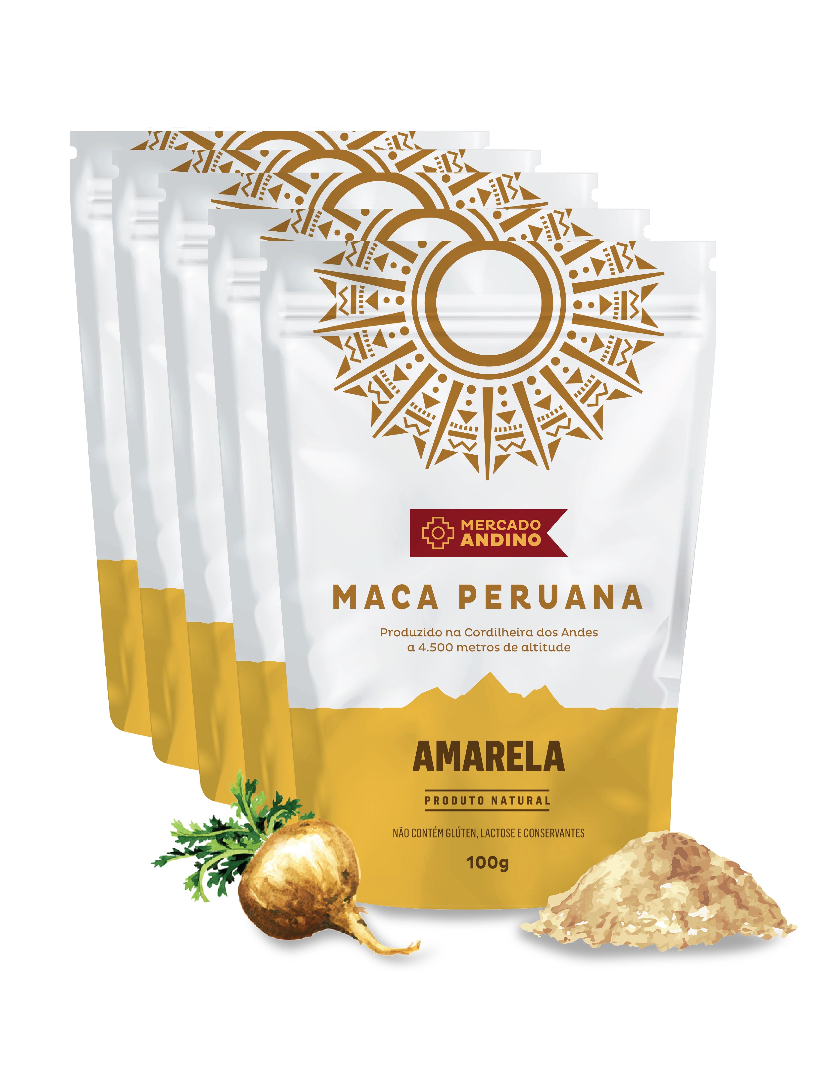 Maca Peruana Amarela 5 Pacotes de 100g – Mercado Andino